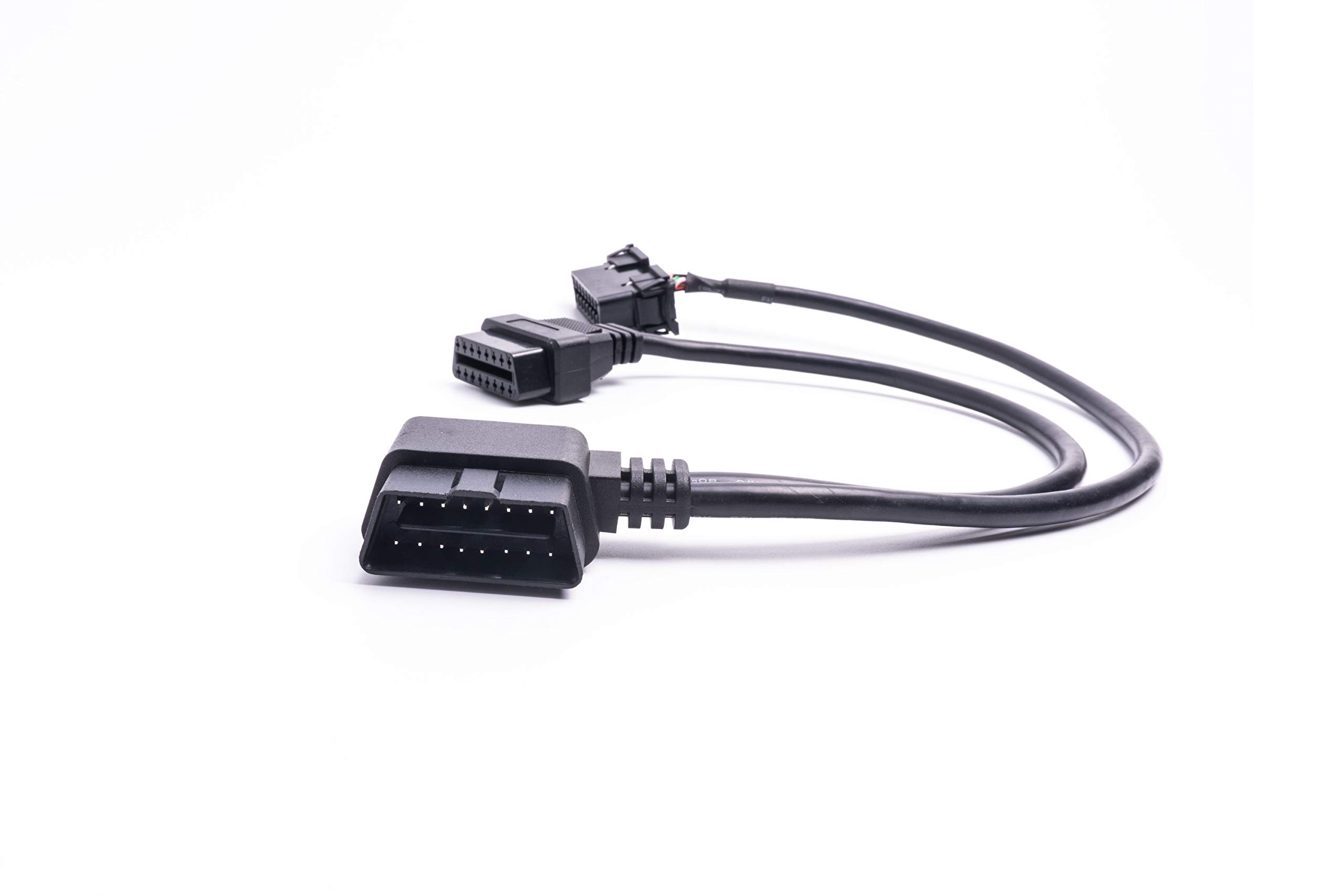 ARTECKIN Right Angle Universal OBD II OBD2 16pin Extension Splitter Y Cable 1 Male to 2 Female with Underdash Bracket for GPS