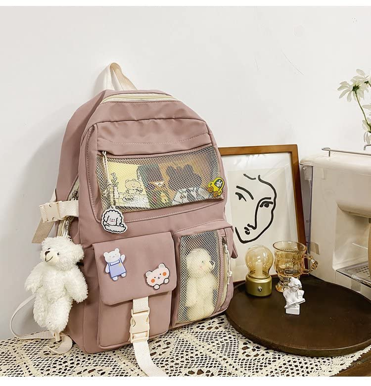 Dearsee Kawaii Backpack with Pins and Accessories, Cute Aesthetic Backpack Aesthetic