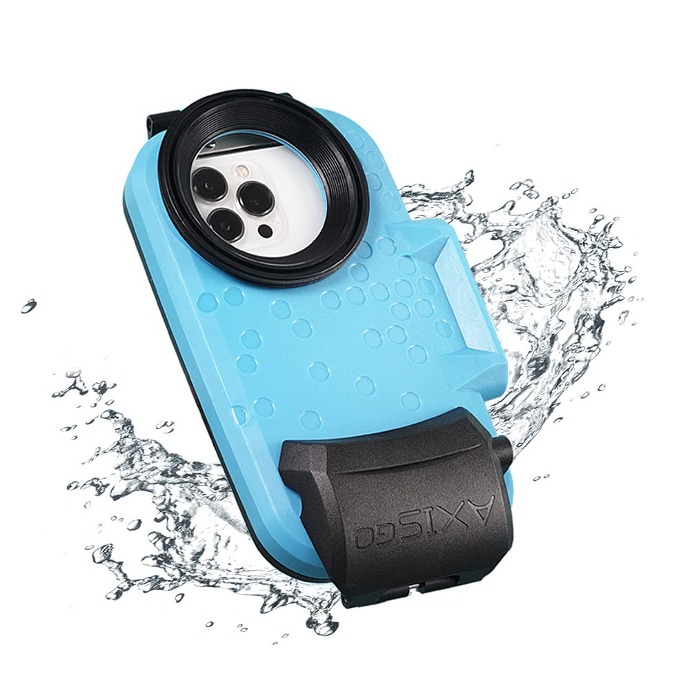 AquaTech AxisGO iPhone 14/13 Waterproof Phone Housing for Underwater Action Photography Snorkeling Surfing Travel Case - Tropical Teal