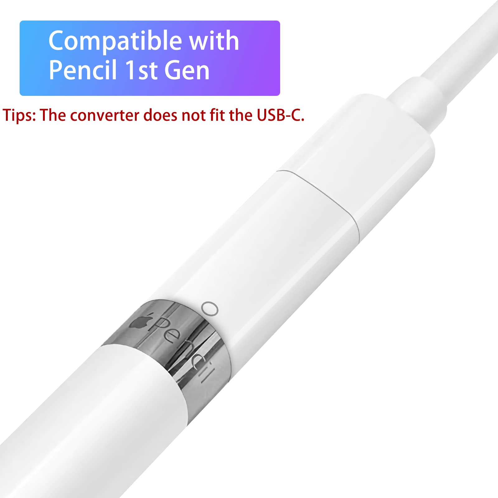Hiicopa Charger Adapter Compatible with Apple Pencil 1st Generation, Female to Female Charging Connector for iPad Pen 1st Gen - 2 Pack