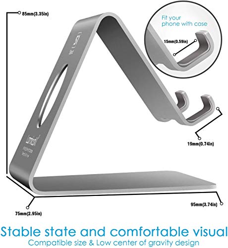 Lamicall Cell Phone Stand, Phone Dock : Cradle, Holder, Stand, Compatible with Phone 12 Mini 11 Pro Xs Xs Max Xr X 8 7 6 6s Plus 5 5s 5c All Android Smartphone Charging, Accessories Desk - Gray