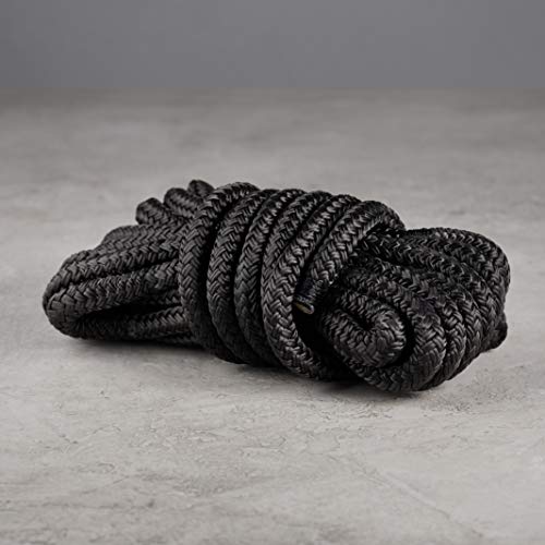 Amazon Basics Nylon 12 Inch Eye Pre-spliced Dock Line - 3/8 Inch x 15 Foot (9mm x 4.5m), Black