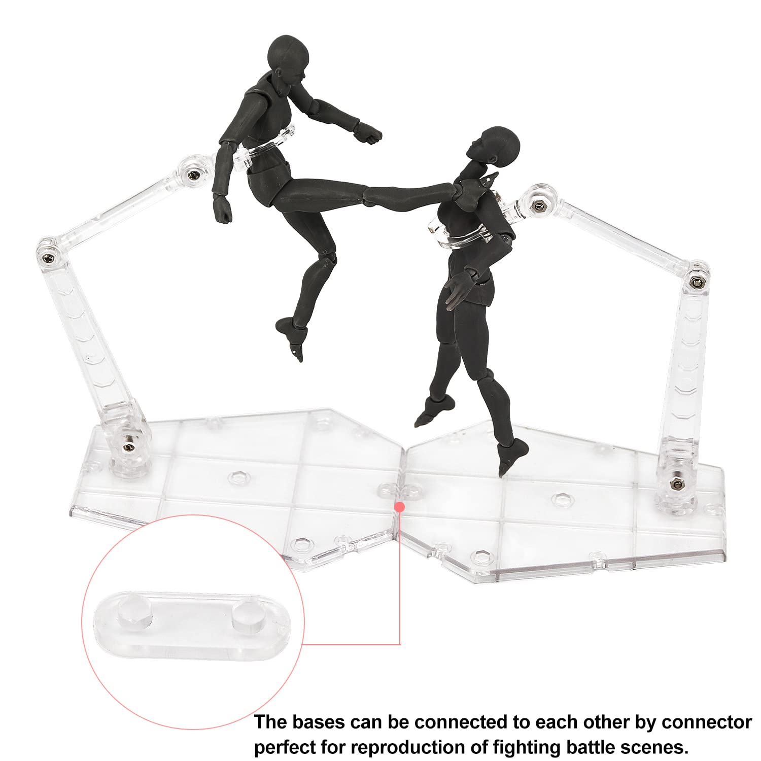 Yocoolfun 3 Pcs Action Figure Stand,Assembly Display Holder Base Doll Model Support Stand Compatible with HG RG SD SHF Gundam 1/144 Toy Clear