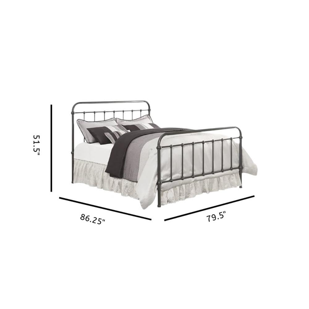 BOWERY HILL Traditional Metal Eastern King Size Spindle Bed in Dark Bronze