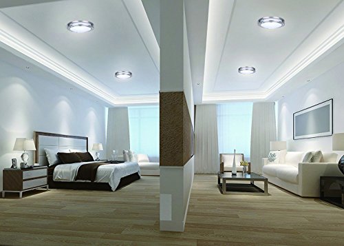 LIT-PaTH LED Flush Mount Ceiling Lighting Fixture, Dimmable, 10 Inch, 14W Replace 100W, 994 Lumen, Satin Nickel Finish, ETL Qualified, 5000K