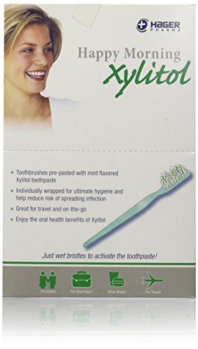 Hager Pharma Happy Morning Toothbrush with Xylitol, 50 Count