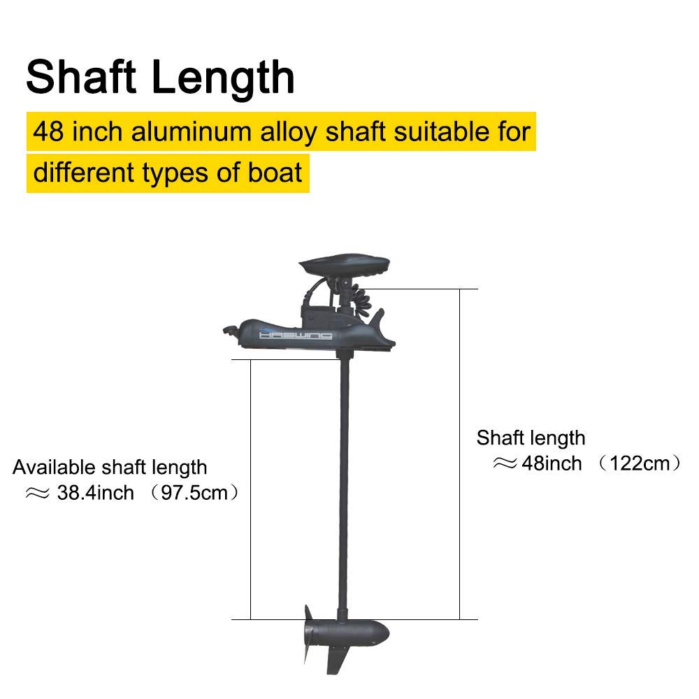 AQUOS Haswing Black 12V 55LBS 48inch Bow Mount Trolling Motor with Remote Control, Quick Release Bracket for Inflatable Boat Kayak Bass Boat Aluminum Boat Fishing, Freshwater/Saltwater Use