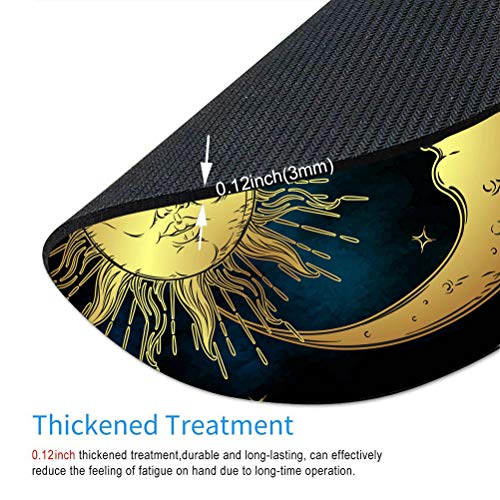 Amcove Golden Sun Round Mouse Pad, Crescent Moon and Stars Over Blue Black Sky Customized Mouse Mat,Washable Mousepads with Lycra Cloth, Non-Slip Rubber Base Mousepad, 7.9×7.9×0.12 inches
