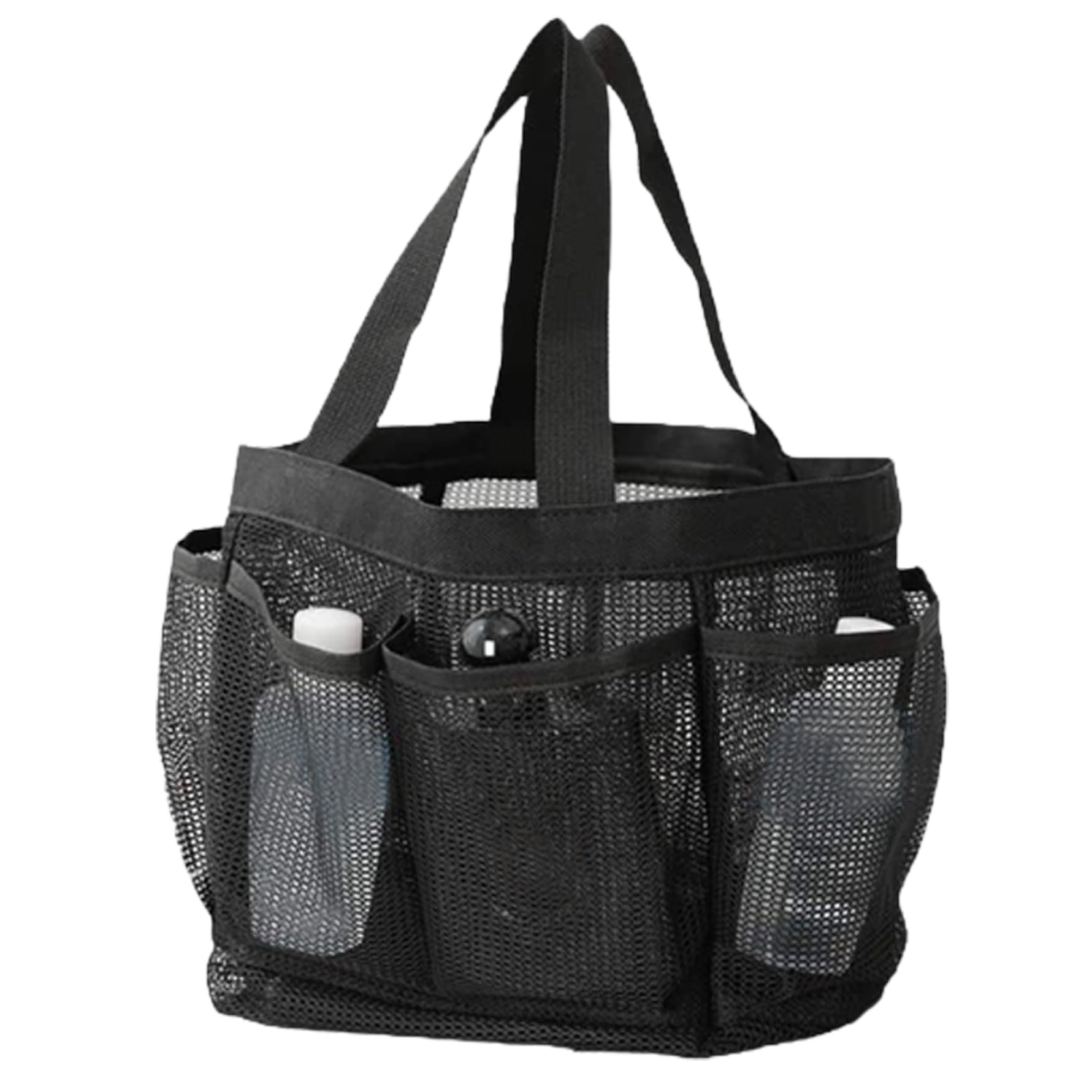 Bathroom Organizer Mesh Shower Caddy Portable Bathroom Organizer Lightweight Oxford Cloth Shower Caddy Dorm with 8-Pocket Versatile Shower Bag 22 x 22 x 22cm Black