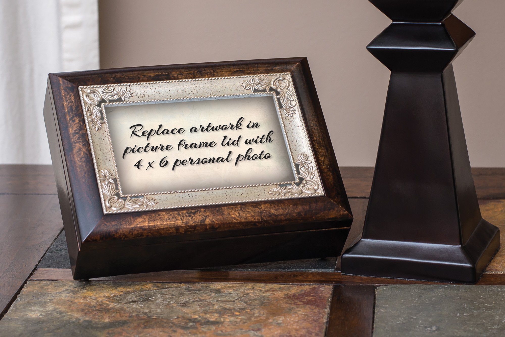 Cottage Garden Irish Blessing Road Rise Up Burlwood Jewelry Music Box Plays When Irish Eyes are Smiling