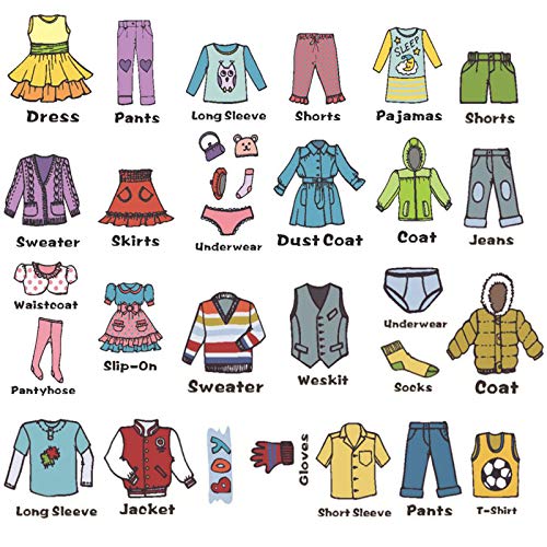 Maydahui 2 Sheets(31 Count) Dresser Clothing Decals 11 * 11inch Boys Girls Clothing Sort Wall Sticker Removable Clothes Classification Label for Wardrobe Drawer Organizing Home Bedroom Decoration