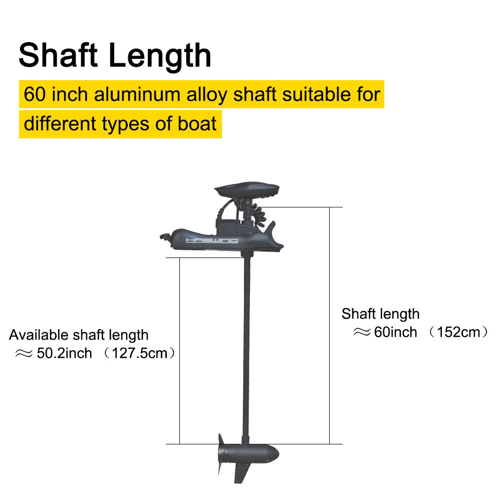 AQUOS Haswing Black 24V 80LBS 60inch Trolling Motor with Remote and Quick Release Bracket for Saltwater and Freshwater Fishing Pontoon Boat Kayak