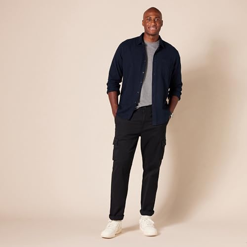 Amazon Essentials Men's Slim-Fit Long-Sleeve Plaid Flannel Shirt (Limited Edition Colors), Navy, X-Large