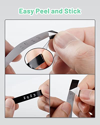 Suminey Embossing Tape Replacement for Dymo 3D Plastic Embossing Labels 1741670 for Embossing Label Maker, White on Black, 3/8'' x 9.8' for Organizer Xpress, Office Matte II, Motex, 5-roll Pack