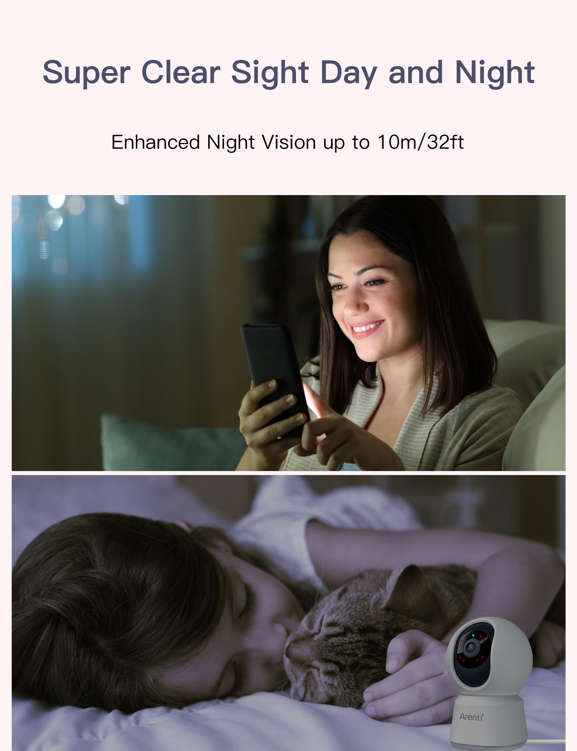 ARETI 5ghz WiFi Security Camera Indoor, 4MP Plug-in Pet Dog Camera with Phone App, Baby Home Cam 2.4G/5G Dual-Band, AI Motion Detection, Auto Tracking, 2-Way Talk, Night Vision, Works with Alexa 2PC
