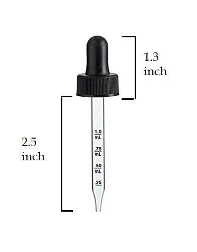 Calibrated Glass Eye Dropper Caps for 1 oz/ 30 ml Bottle fits 20-400 Neck finish (Pack of 6)