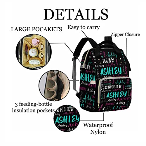 Artsadd Personalized Name Diaper Bag Backpack, Graffiti Crown Nappy Backpack Travel Shoulder Bag Customized Multifunction Baby Bags for Baby Shower Birthday