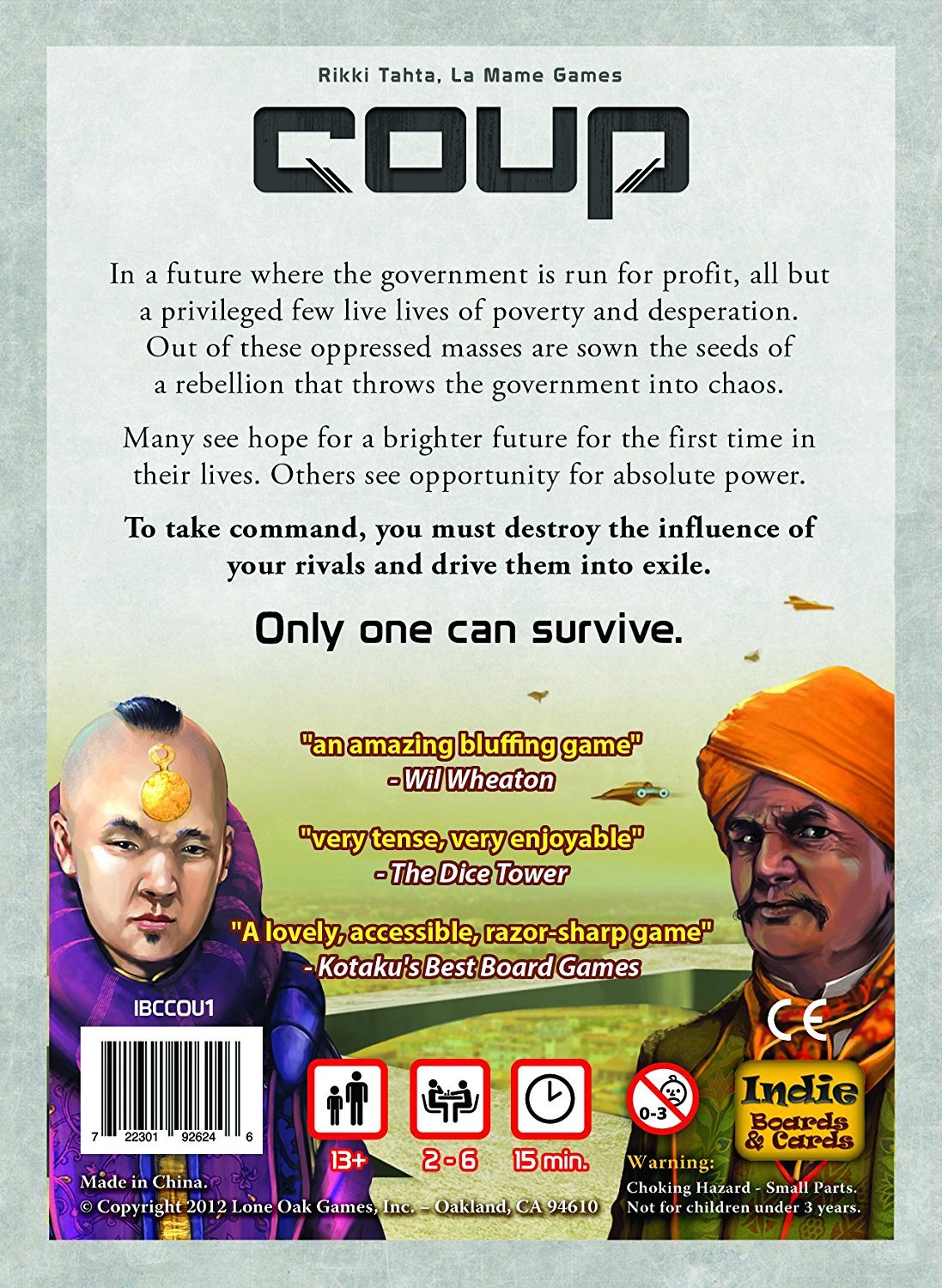 Coup Game Bundle Including Coup (The Dystopian Universe) and Coup Reformation Expansion by Indie Boards and Cards (2 Items)
