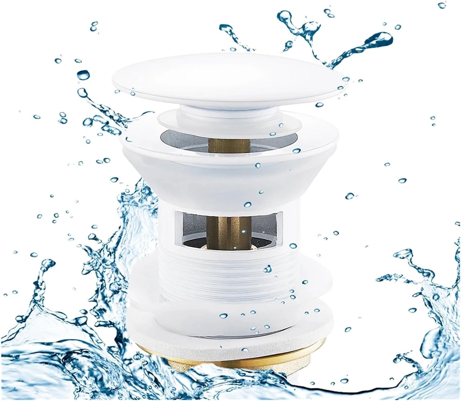 CekoCk Basin Plug pop up Sink Plug Sink Basin Plug Drain White Luxury Sink Pop Up Drain Stopper Basin Bathroom Lavatory Kitchen Bathtub Accessories Cap Washbasin Plug Brass