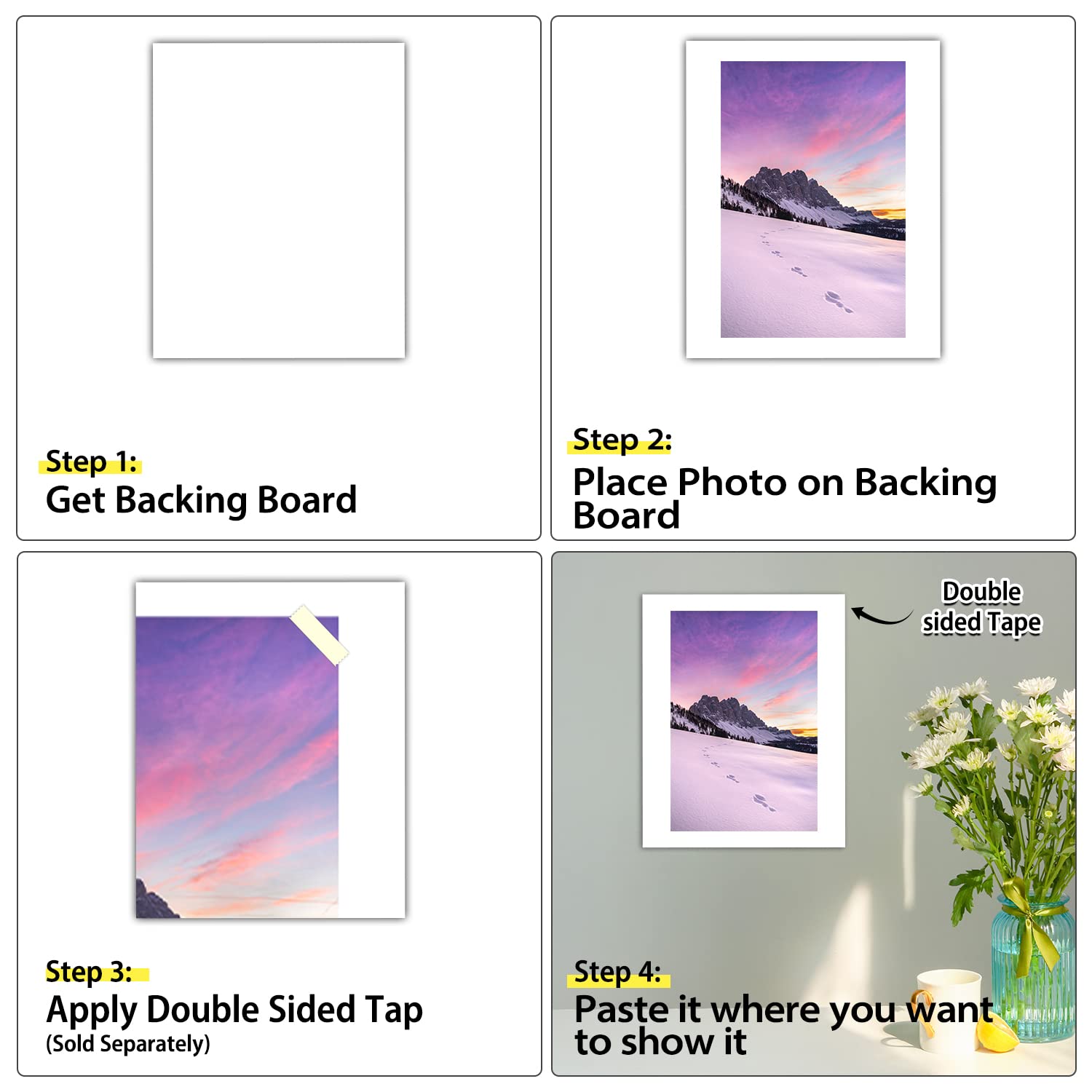 Golden State Art, 12x16 Picture Mat Matte Backerboards for Framing. Pack Contains 50 Backing Boards (White, 50 Pack)