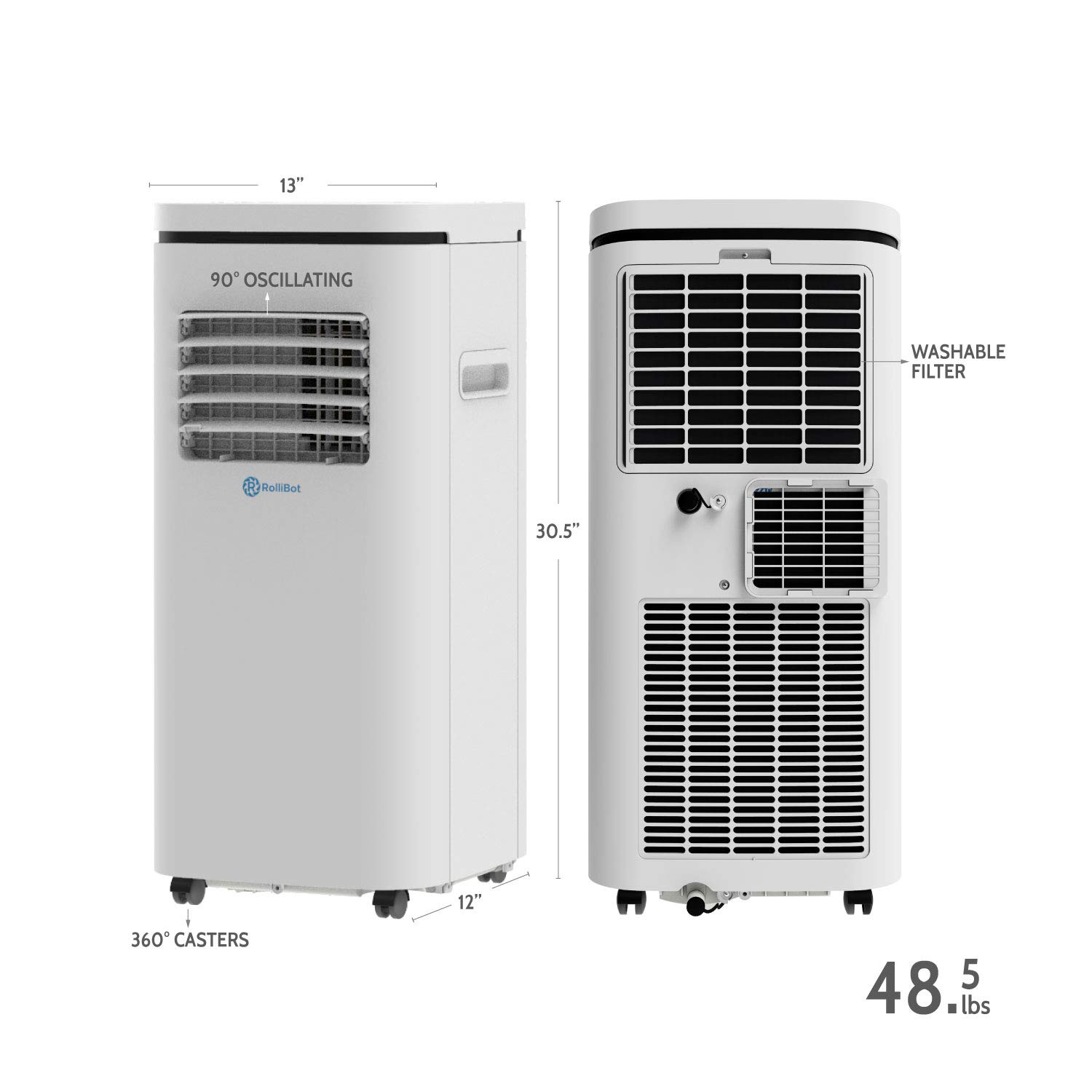 Alexa Voice-Enabled ROLLICOOL Smart Portable Air Conditioner 10,000 BTU Quiet AC Unit with Built-in Dehumidifier and Fan Modes, Mobile App and Easy Install Window Mount Kit, For Rooms up to 375 sq ft