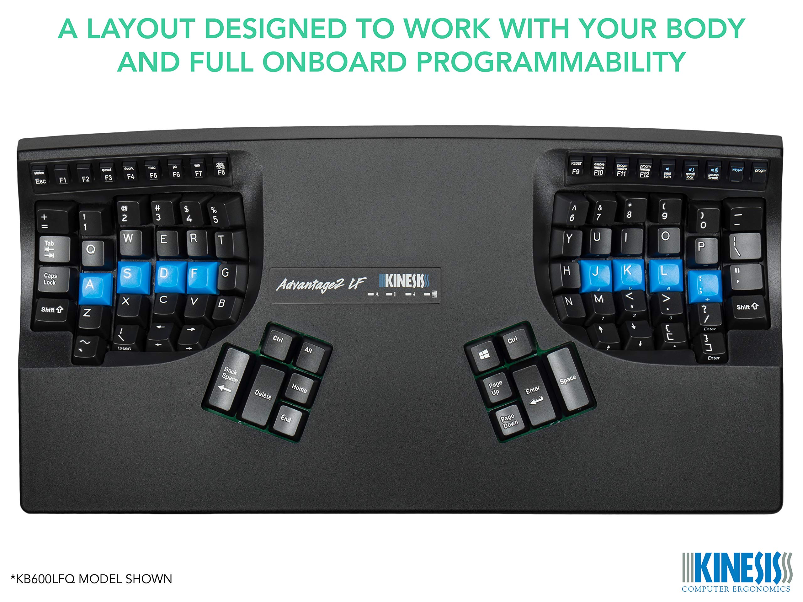 KINESIS Advantage2 Quiet LF Ergonomic USB Keyboard (KB600LFQ)