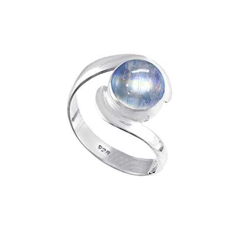 Ar Jewellers 925 Sterling Silver Gemstone Handmade Ring for Women || Rainbow Moonstone Gemstone Ring 925 Sterling Silver For Women (9.5)