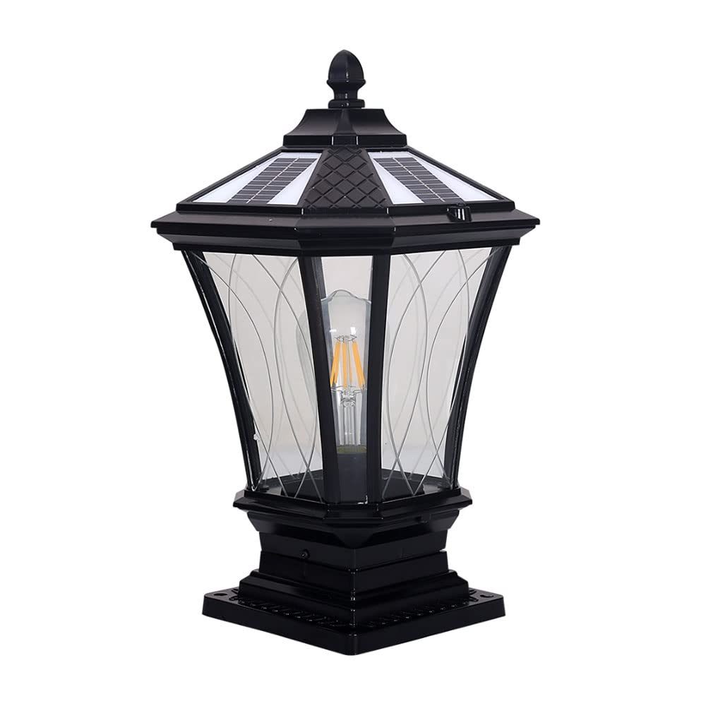SHUANGZ Solar Post Lights Waterproof and Rust-Proof Aluminum Villa Solar Light Outdoor Fence Pier Mount Vintage Post Lamp for Garden Deck Lighting Home Gate Pillar Lights