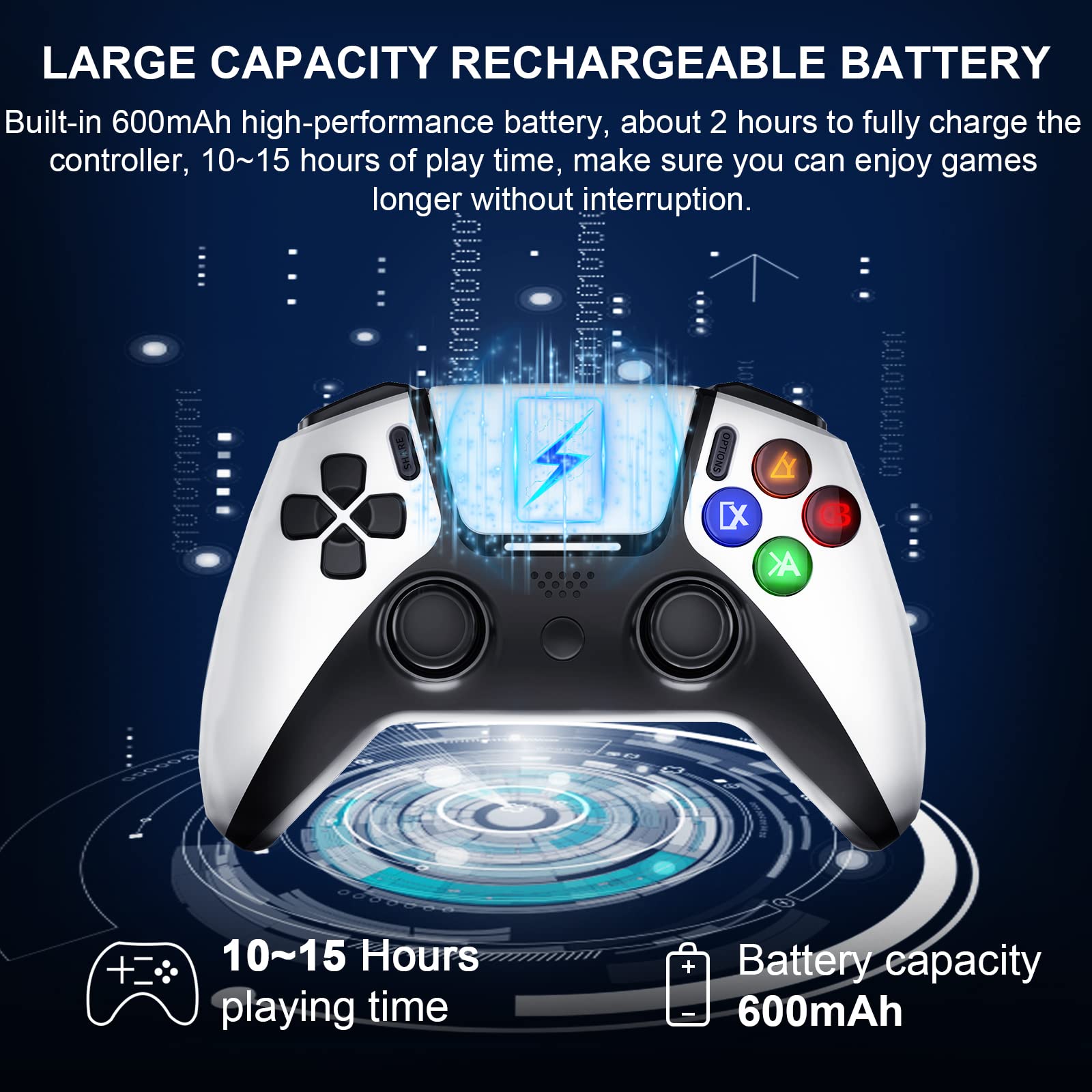 arVin Mobile Gaming Controller for PS4/PS3/PC/iPhone/Android Wireless Gamepad Joystick with Phone Holder for iPhone 15/14/13/12, iPad, iOS, MacBook, Samsung Galaxy, TCL, One Plus, Tablet, COD, Steam