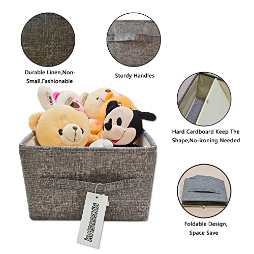 KINGSUSLAY Collapsible Fabric Storage Basket, Storage Bins and Baskets for Organizing, Perfect for Easter Gift Stuffers, Clothes, Nursery, Toys,Closet Bins(Grey-3PCS, 16.15x10x6.5Inch)