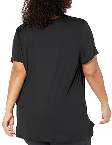 Amazon Essentials Women's Tech Stretch Short-Sleeve Crewneck T-Shirt (Available in Plus Size), Pack of 2, Black/White, Large
