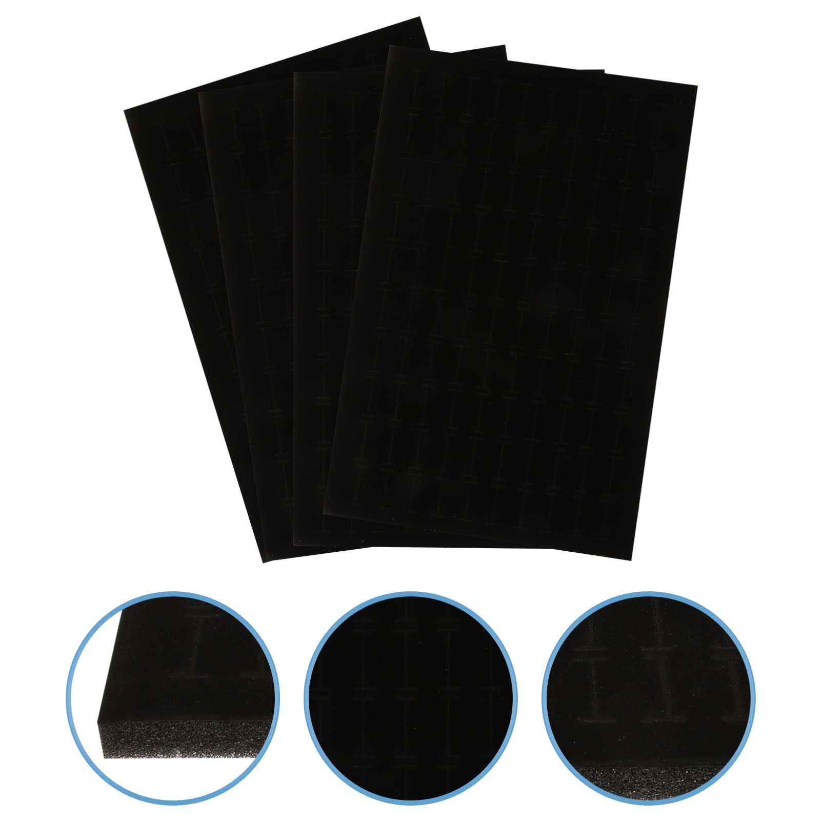 Alipis Foam Ring Pad Black Jewelry Sponge Insert Mats Display Trays Jewelry Box Inserts Display Showcase Storage, 4Pcs, 11X7 Inch, 100-Slot