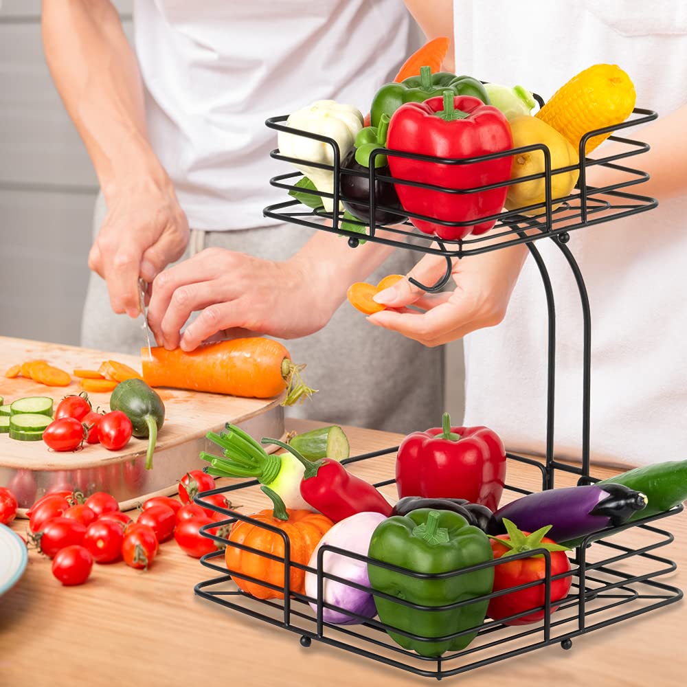 Auledio HHH-123 Fruit Vegetables Basket Bowl, Iron, 1 PACK, Black