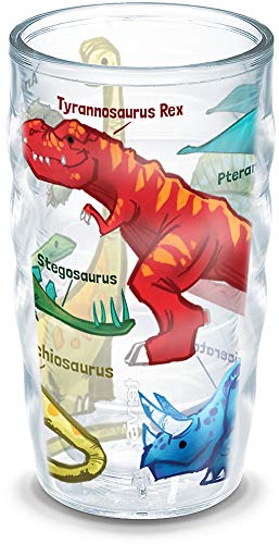 Tervis Made in USA Double Walled Dinosaurs Insulated Tumbler Cup Keeps Drinks Cold & Hot, 10oz Wavy - No Lid, Clear