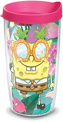 Tervis Made in USA Double Walled Nickelodeon - SpongeBob SquarePants Insulated Tumbler Cup Keeps Drinks Cold & Hot, 16oz, Tropical