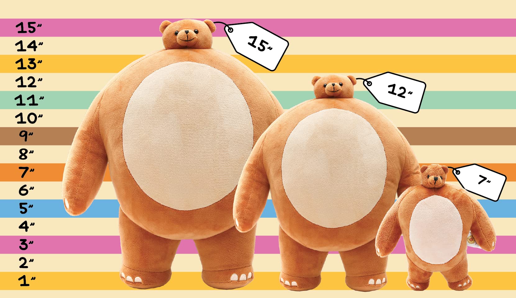 TINY HEADED KINGDOM 15 inch Pip Bear for Girls and Boys, Adorable and Big Plushies, Little Head Bear, Stuffed Animal
