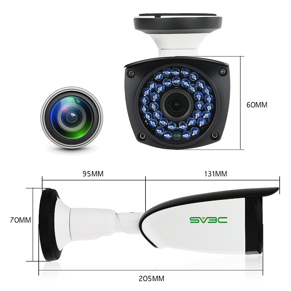 SV3C 4MP POE IP Camera, Outdoor POE Security Camera, Two Way Audio, 36pcs Lights HD 65-100FT Night Vision Home Surveillance Camera, Motion Detection, IP66 Waterproof, RTSP, H265, Blueiris NVR, ONVIF