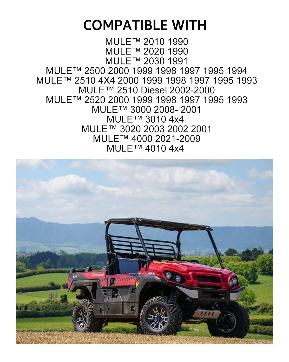 A & UTV PRO Mule Hard Roof,2-piece Combination Sturdy Polyethylene Plastic for 1990-2023 Kawasaki Mule 4000 4010 3000 3010 3020 2520 2510 2500 2010 2020 2030 Accessories| Replace OEM #KAF30-030A
