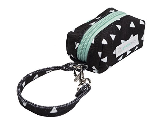 Goobie Baby Diaper Bag Dispenser, Includes Roll of Unscented Disposable Refill Bags | Waste Bag Holder for Stroller (Black Triangle Dispenser + 1 Roll)