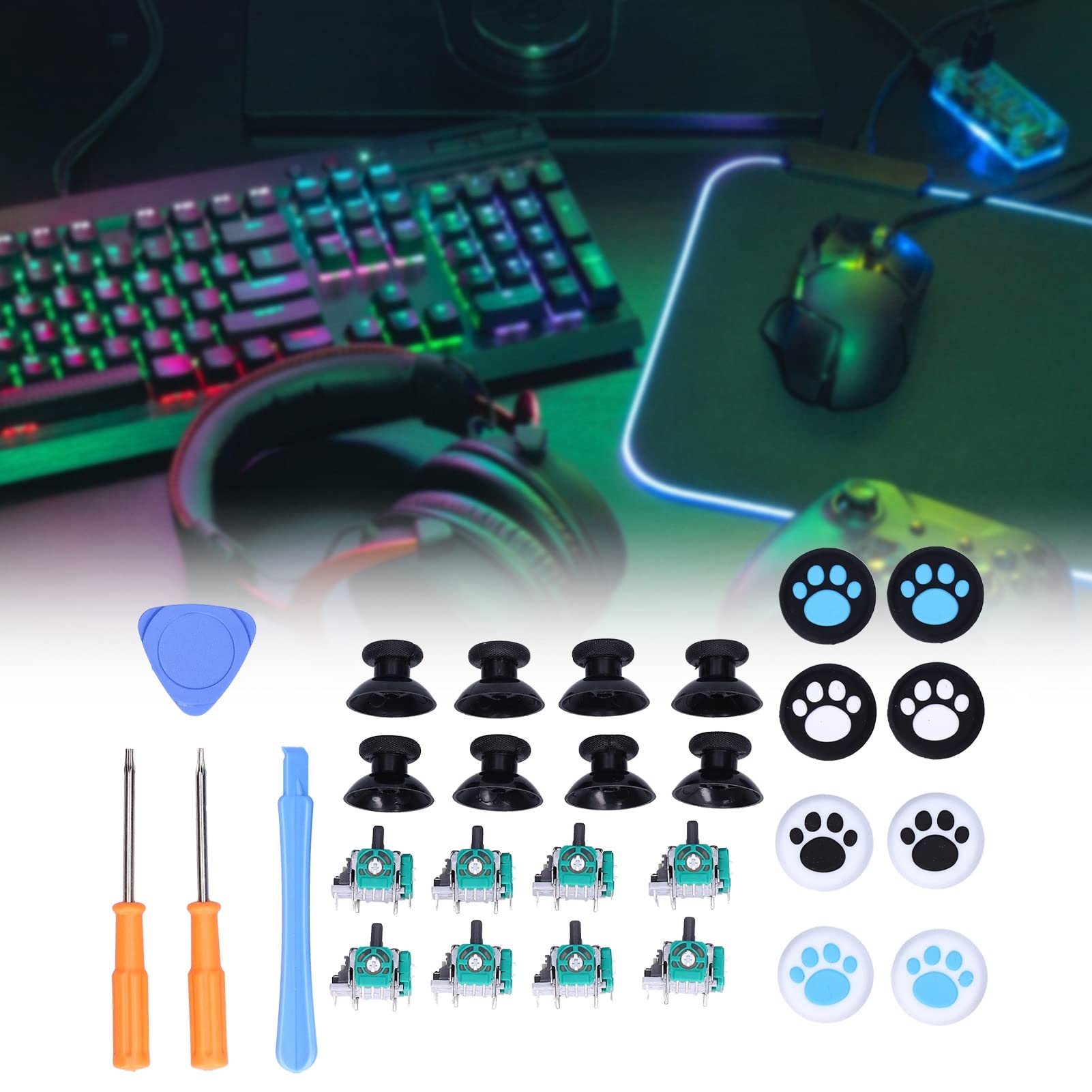 Analog Joystick Kit, Comfortable Replacement Parts for(QM21070991 (cat paw))
