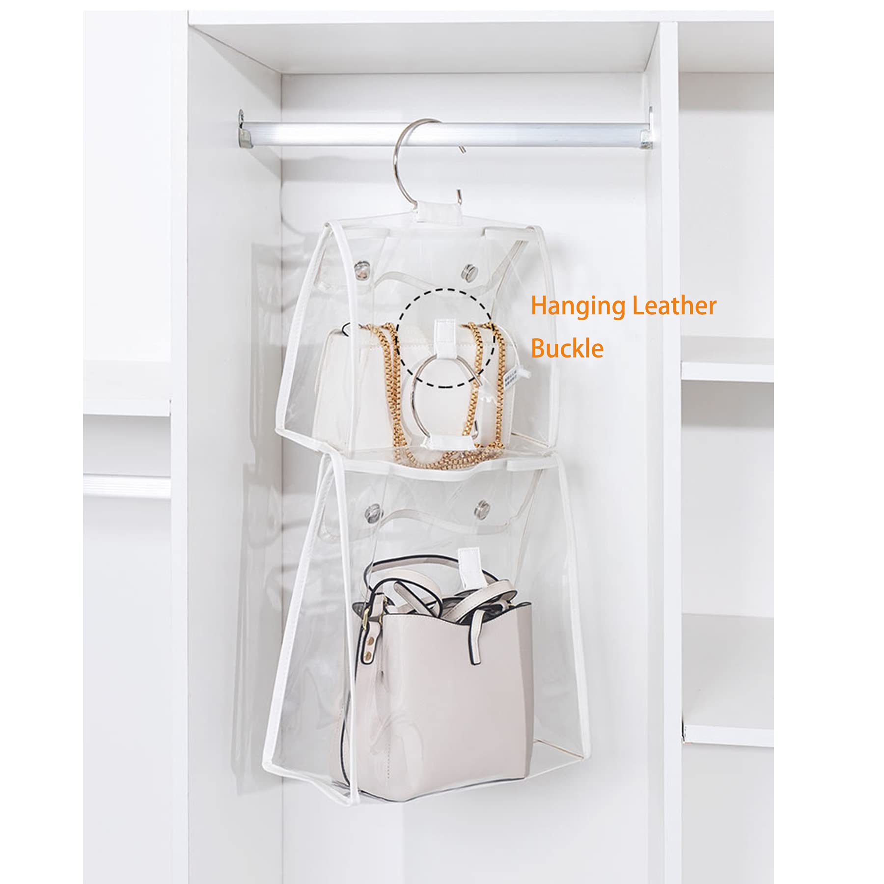 Holgosiu Handbag Dust Bag Clear Handbag Storage Transparent Handbag Organizer Clear Purse Storage Organizer Anti-dust Storage Bag for Closet PVC Handbag Dust Cover Clear Hanging Shelves, 3 Sizes