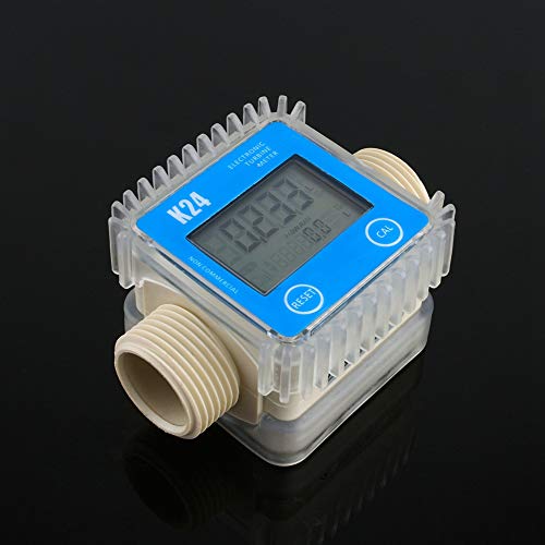 Fuel Meter K24 Turbine Digital Fuel Flowmeter with LCD Display for Chemicals Liquid Water Blue
