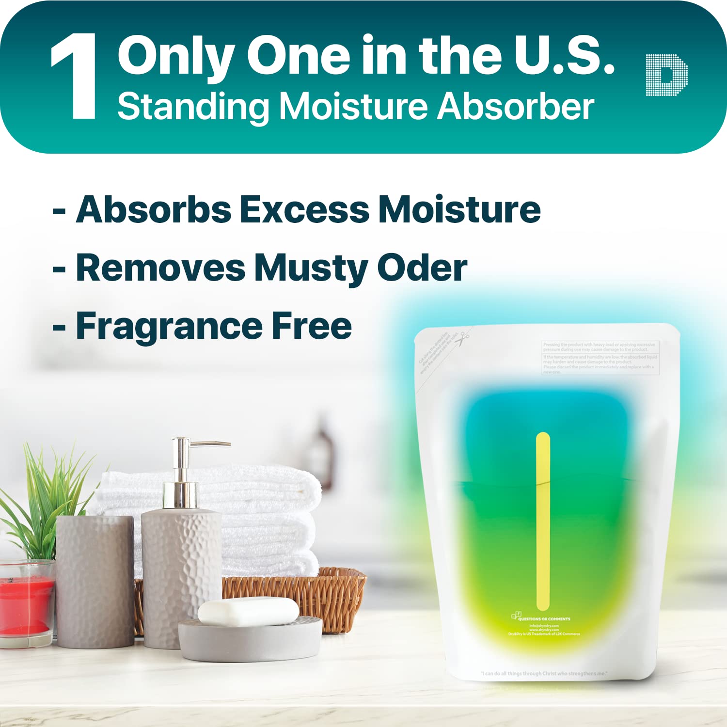 Dry & Dry [3 Packs Standing Moisture Absorbers to Control Excess Moisture for Basement, Closets, Bathrooms, Laundry Rooms - Moisture Absorbers Moisture Absorber