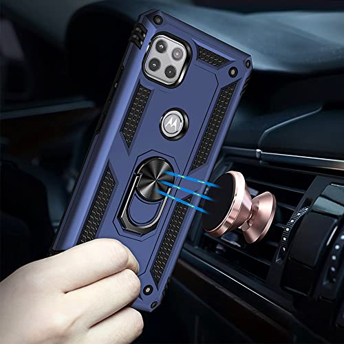 for Motorola One 5G Ace Phone Case, Moto One 5G Ace Case with HD Screen Protector, [Military Grade 16ft. Drop Tested] Ring Shockproof Protective Phone Case for Motorola One 5G UW Ace,Blue