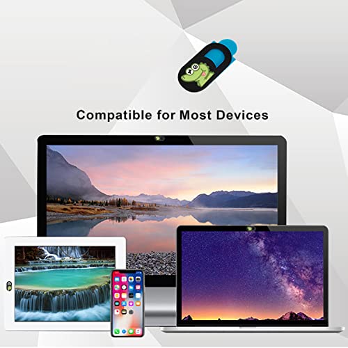 SIREG Webcam Cover Slide 0.027in Ultra Thin Web Camera Cover for Laptops Smartphone PC Tablets for Protecting Your Privacy Security (Frog-Black & 3 Pack)