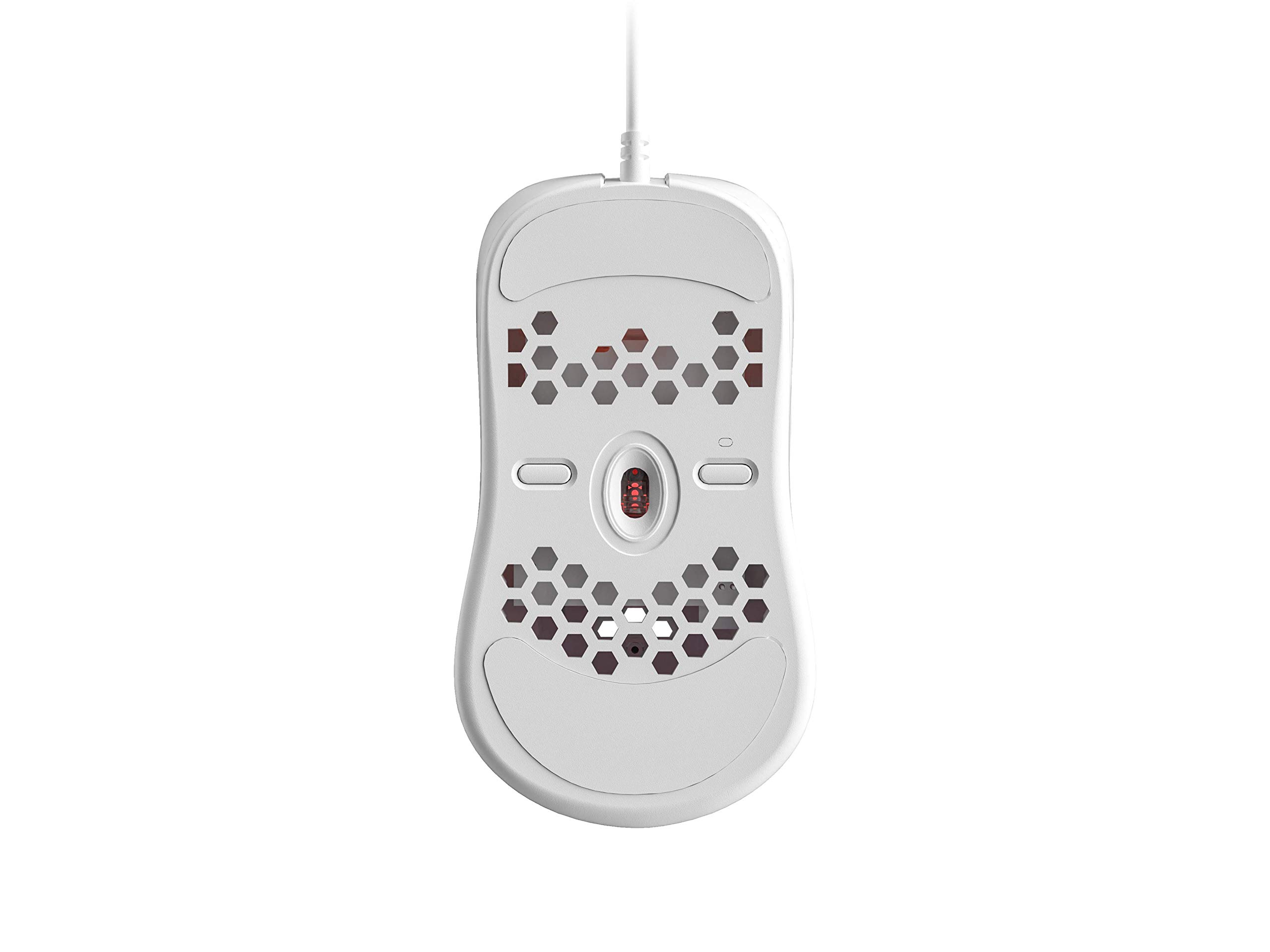 HK Gaming NAOS M Ultra Lightweight Honeycomb Shell Ambidextrous Wired RGB Gaming Mouse 12 000 cpi | 7 Buttons | 59 g (Naos-M, White)