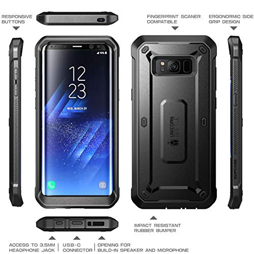 SUPCASE Unicorn Beetle PRO Series Phone Case for Samsung Galaxy S8, Full-Body Rugged Protective Case for Galaxy S8 2017 (Black)
