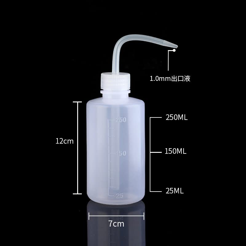 AM RONG MAGIC Plastic Squeeze Bottle, 250ml | 8oz Wash Bottle Chemical, LDPE, Safety, (1 Pack) (250ml, White)