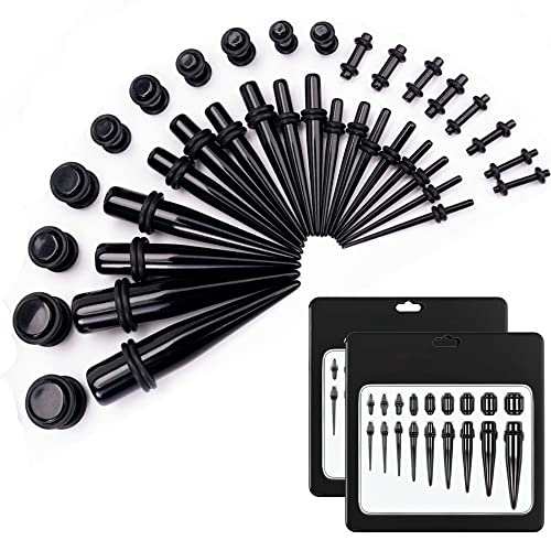 ANDGING 36 PCS Ear Stretching Kit 00g-14g Gauge Stretching Kit | Acrylic Tapers and Plugs Kit | Gauges Expander Set | Body Piercing Stretching Kit | Ear Stretcher Kit