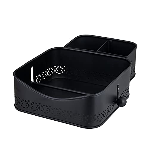 Asiatic Craft Salt Pepper and Napkin Caddy - Galvanized Black Holder Metal for Kitchen Farmhouse Organizer Indoor Outdoor Table Home Décor Hotel Design 1 AC-AE-037N